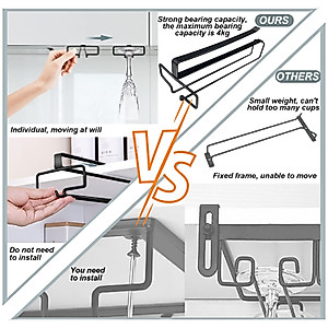 Wine Glass Holder Under Cabinet, Movable 4 Rows 12" Nail Free Metal Wine Glass Rack Stemware Wine Glasses Hanger Storage Rack Organizer Under Shelf With Mugs Set Holder for Cabinet Kitchen Bar