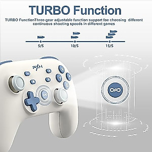 PXN P50H Wireless Switch Pro Controller, Dual Shock Gamepad Joystick Support NFC Turbo, Macro, Gyro Axis, Wake-Up, Hall Effect Joysticks, for Switch/Lite/OLED/iOS (16 versions only) / PC (White)