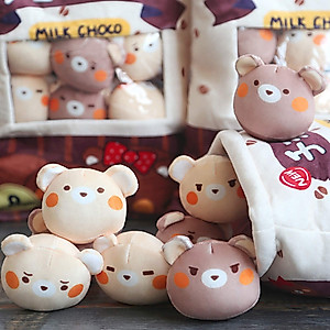 Nenalayo Cute Bag of Chocolate Bear Plush Toy Soft Throw Pillow Stuffed Animal Toys Creative Gifts Room Decor Creative Gifts for Girls