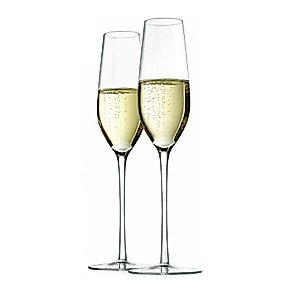 NutriChef 7oz Crystal Champagne Flutes - Set of 2 Elegant Tall Long Stem Clear Stemmed Glass Drinkware w/Narrow Rims, Seamless Bowl, Lead-Free, Dishwasher Safe Sparkling Wine Stemware