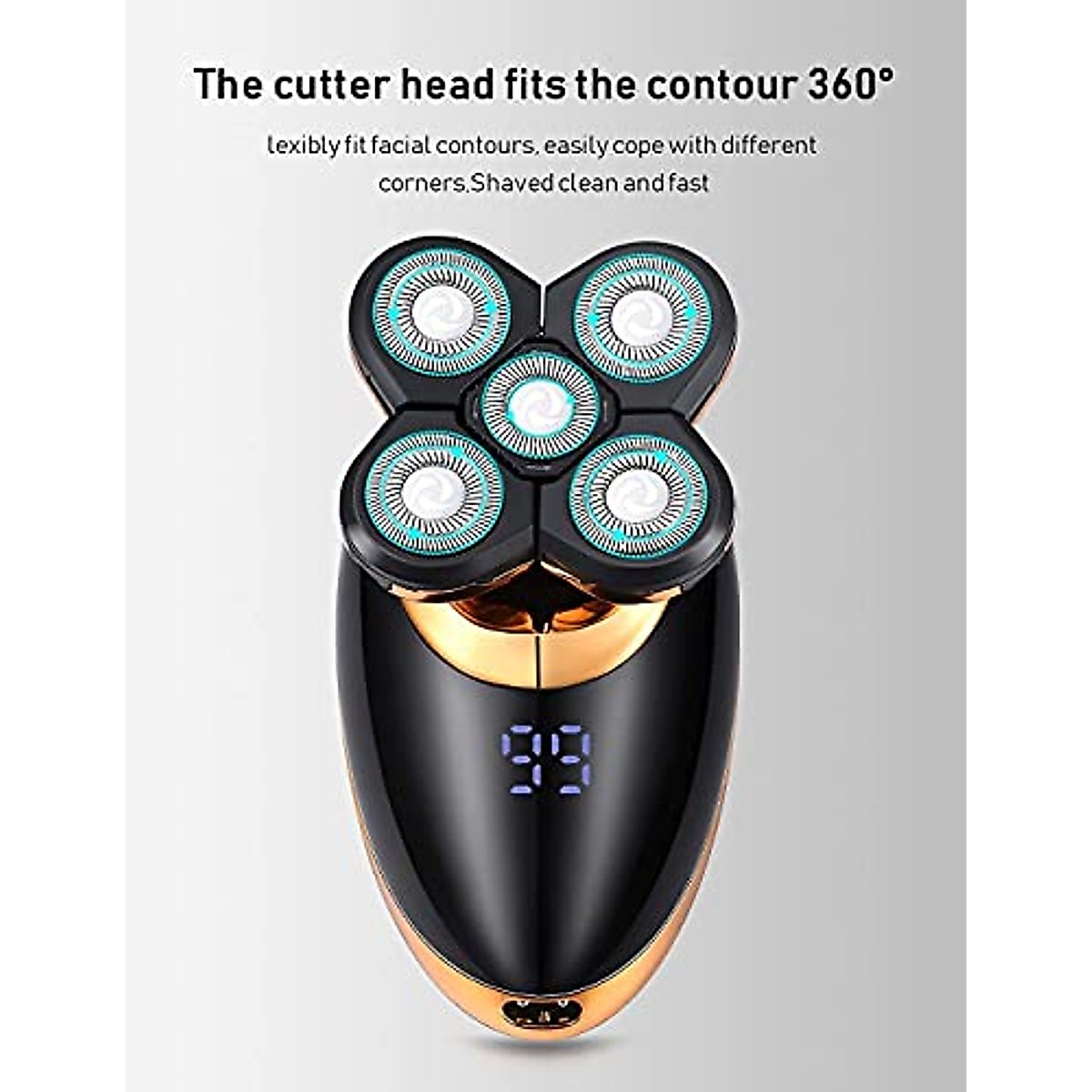 Electric Shavers for Men - 5 in 1 Bald Head Shavers for Men, 5D Floating Cordless USB Rechargeable Rotary Razor Multifunctional Grooming Kit Beard Trimmer Waterproof Wet and Dry with LED Display