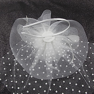 ZONETEN Kentucky Derby Pillbox Hat Wedding Flower Cocktail Mesh Church Fascinators Hat for Women Tea Party（White）