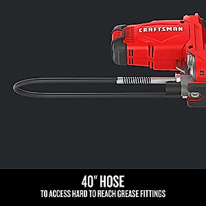 CRAFTSMAN V20 Grease Gun Kit, Cordless, 40" Hose, 10,000 Max PSI, Battery and Charger Included (CMCGG001D1)