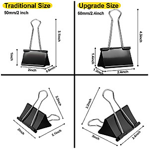 Upgrade Extra Large Binder Clips 2.4 Inch Length for Office (8 Pcs)