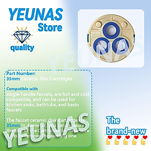 35mm Faucet Ceramic Disc Cartridges Plastic Single Handle Water Mixer Bath Basin Shower Lever Control Valve, Ceramic Disc Cartridge Faucet Valve Replacement Accessories (2 Pack)