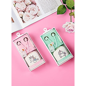 BByogooz Earbuds for Kids with Storage Case Cute Kids Earbud with Mic Microphone for School Wired in-Ear Headphones for Girls Boys Adultskids Earbuds (Pink Unicorn)