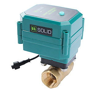 U.S. Solid 3/4" Smart Motorized Ball Valve - Remote App Mobile Control Brass Electrical Ball Valve with Manual Switch, 5V DC USB Connection