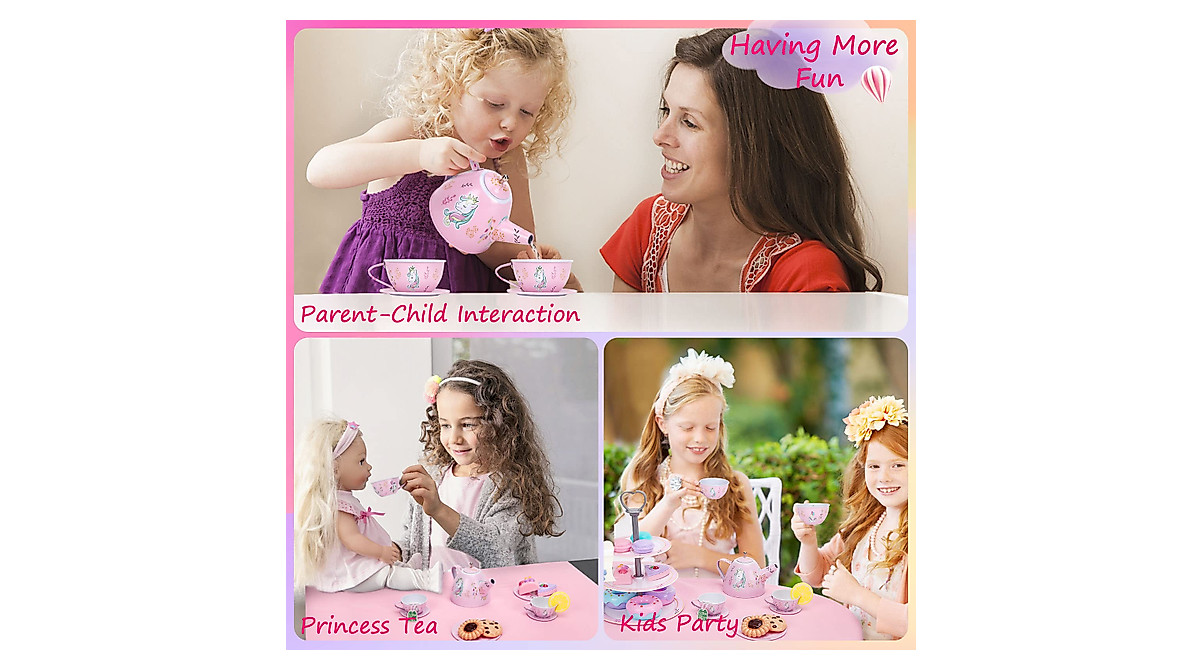 Auney Unicorn Tea Set for Girls - 36 PCS Playtime Fun