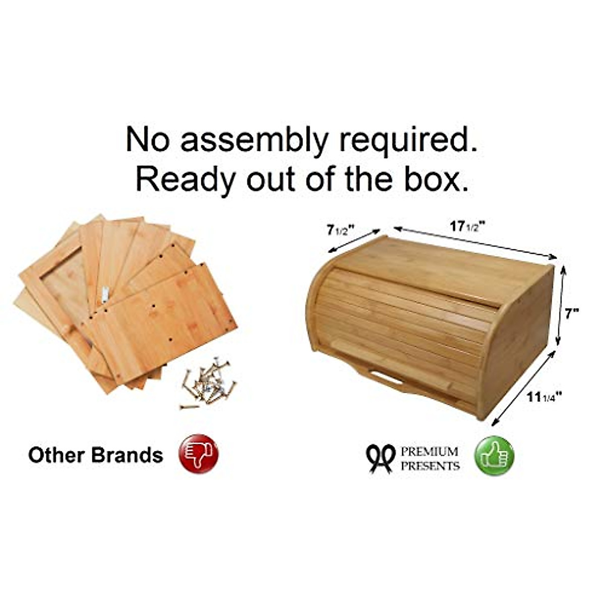 Large bread box bread basket wooden box storage boxes kitchen counter organizer wooden storage box bread storage. roll top breadbox. bread boxes for kitchen countertop. Bamboo wooden boxes. (Natural)