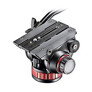 Manfrotto Video Head with Flat Base and Fixed Lever, Video Head for Compact Video Cameras and DSLR Cameras, for Filming, Videography, Content Creation, Vlogging, Live Streaming