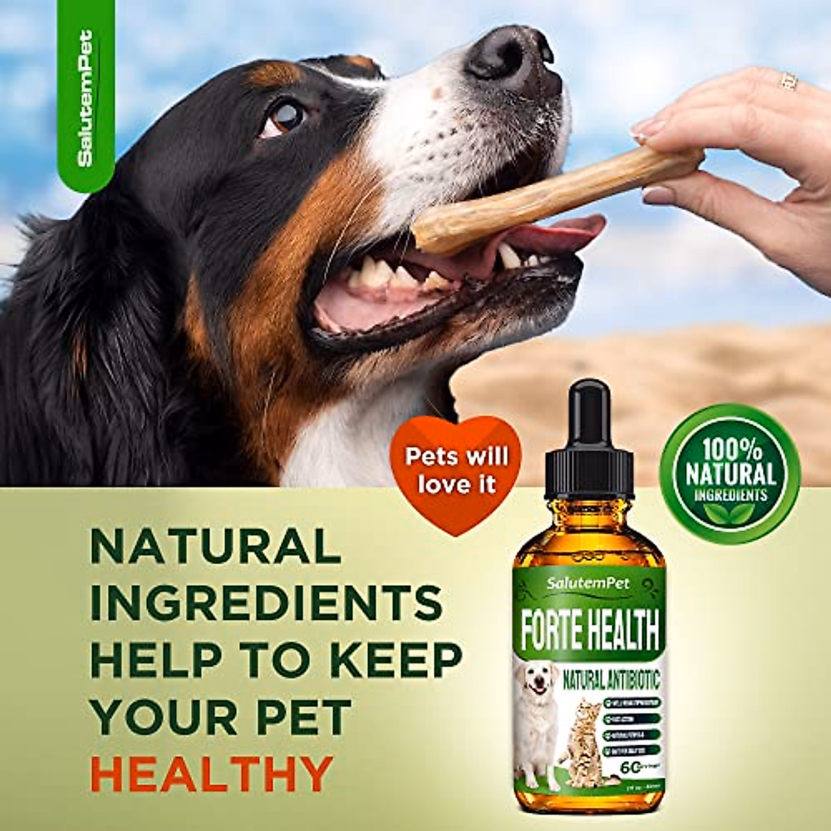 Natural Herbal Supplement for Dog and Cat - Cranberry, Oregano, Echinacea for Dogs and Cats Too - Organic Dog Supplement and Cat Supplement - Drops for General Strengthening - 1200 Drops 2 Oz