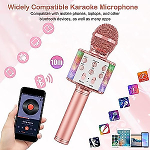 Verkstar Karaoke Microphone, 5-in-1 Wireless Bluetooth Karaoke Mic for Adults Kids, Handheld Mics Speaker with LED Lights,Christmas Birthday Gifts for All Ages
