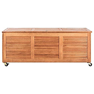 Safavieh PAT7038A Outdoor Collection Elina Teak 47.2" Cushion Deck Box, Natural