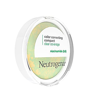 Neutrogena Clear Coverage Color Correcting Powder Makeup Compact, Mattifying CC Powder with Niacinamide & Green & Yellow Powders to Even Tone, Brighten, & Control Shine, Oil-Free, 0.38 oz