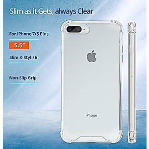 Orase Ultra Clear Series for iPhone 8 Plus Case & iPhone 7 Plus Case - Slim Fit - Shockproof - Not Yellowing - Hard Back Cover - Protective Clear Case for iPhone 8 Plus Phone Case