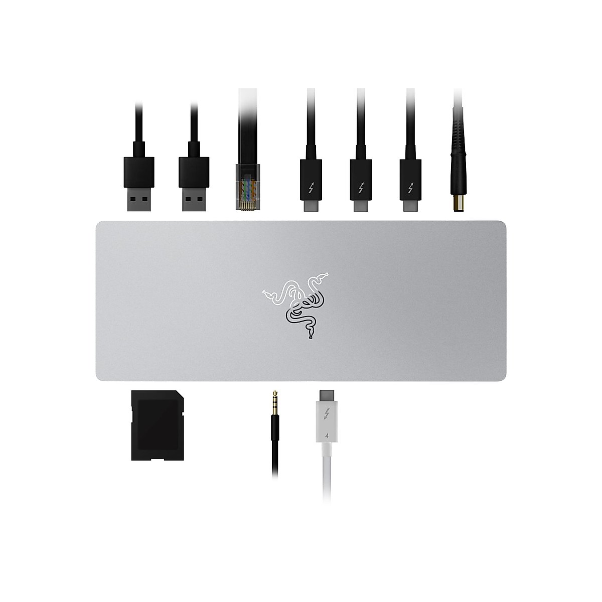 Razer Thunderbolt 4 Dock: 10 Ports in 1 - Dual 4K or Single 8K Output - USB A and C Hub, 2.5 GbE Thunderbolt 3, Mac, and PC Compatible - Thunderbolt 4 Certified - Passthrough Charging - Mercury White