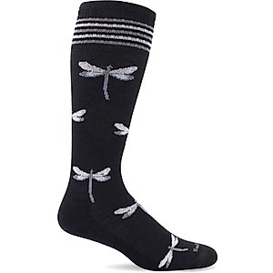 Sockwell Women's Dragonfly Moderate Graduated Compression Sock, Black - M/L