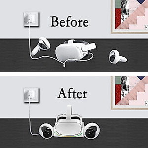 Megadream Charging Dock for Oculus Quest 2, Fast Charging Dock for Oculus Quest 2 VR Headset, Desk Mounted & Wall Mounted, Led Display, with 2 Holder for Touch Controller