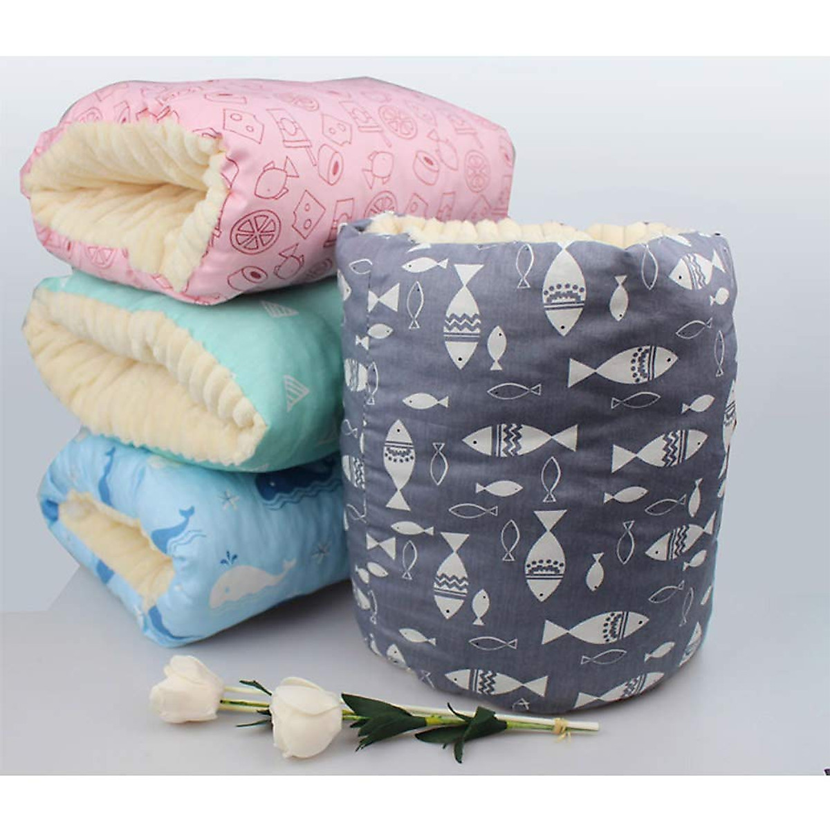 XuBa Baby Cotton Nursing Arm Pillow Breastfeeding Washable Arm Pillow Cushion Gray Small Leaves