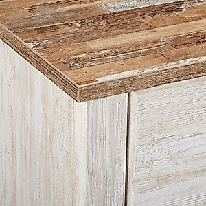 Signature Design by Ashley Willowton Farmhouse 2 Drawer Nightstand with USB Charging Ports, Whitewash