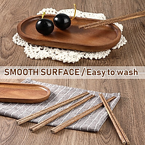 10 Pairs Wooden Chopsticks Chopsticks Dishwasher Safe Reusable Chopsticks for Adults Chinese Japanese Korean Reusable Wood Chopsticks Non Slip for Kitchen Noodles Cooking Eating Wood Grey (9.8 Inch)