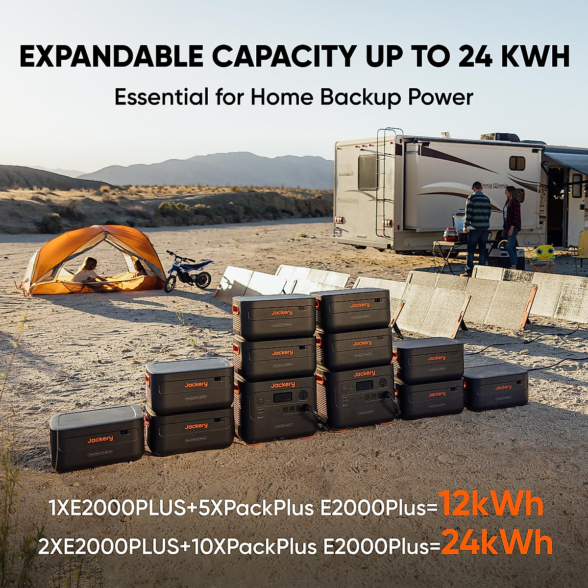 Jackery Solar Generator 2000 Plus 200W, 2042Wh LiFePO4 Battery 3000W Output, Portable Power Station with 1X200W Solar Panel, Fast Charging in 2H, Expandable for Outdoor RV Camping and Home Emergency