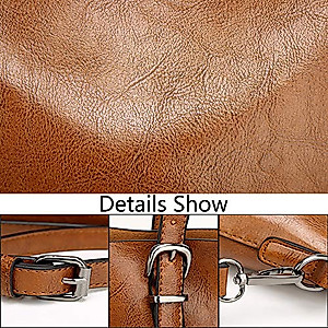 Rullar Women Ladies Satchel Zipper Shoulder Crossbody Top-handle Bag Multifunction Tote Purse Handbag Brown