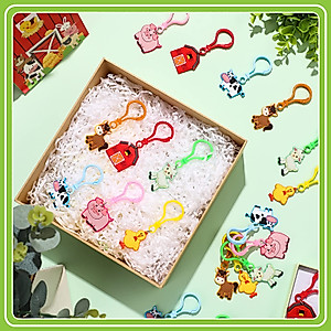 Jadive 24 Pcs Farm Barnyard Party Supplies Keychains Kids Birthday Favors Cute Animal Ornament Toy Pendant for Christmas Boy Girl Gift Souvenirs Reward Treat Goodie Bag Fillers