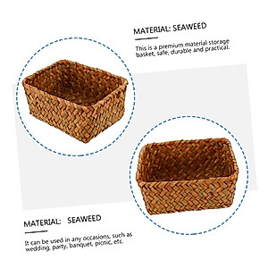 Holibanna Retro Decor 2 Pcs Woven Storage Box Manual Rattan Basket Seaweed Wicker Storage Basket