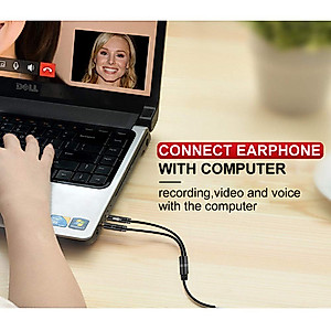 T Tersely Headphone 3.5mm Splitter Mic Cable for Computer, Headset 3.5mm Female to 2 Dual Male Microphone Audio Stereo Jack Earphones Port Connector to Gaming Speaker PC Adapter