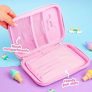 Blippo® Cute Pencil Case for Girls - Pink Pencil Case for School - Kawaii Pencil Case for Kids - Pencil Box for Girls’ School Stuff - Large Pencil Case Organizer Hard Shell - Kawaii School Supplies