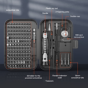 Kuptone 130 in 1 Precision Screwdriver Set, Screwdriver Bit Sets Mini Screwdriver Set with Portable Case, DIY Repair Tools Kit for iPhone Laptop PC Watch Glasses and Other Electronics