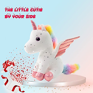 Sew Butiful 8" Unicorn Stuffed Animal - Cute Plush Toy Gift for 3-8 Years Old Girls, Soft Birthday Present for Baby, Toddler, Kids, Decor (White)