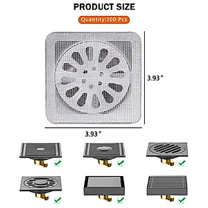 Disposable Hair Drain Stickers,100 PCS Floor Drain Sticker, Disposable Shower Drain Cover Hair Catcher Shower Drain Mesh Stickers, Sewer Filter Screen, Bathroom, Laundry, Bathtub, Kitchen, Sink