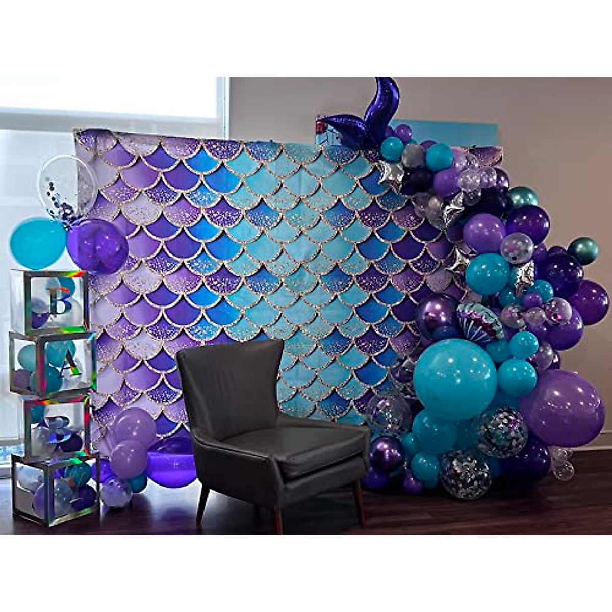 Avezano Mermaid Backdrops for Girls Birthday Glitter Mermaid Scales Princess Baby Shower Party Decorations Photo Booth Studio Props Banner 8x6ft