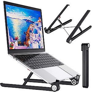 FURNINXS Laptop Stand for Desk Adjustable Foldable Ergonomic Laptop Holder Riser Portable Aluminum Computer Notebook Stand for Elevated 10~15.6" Dell, HP, MacBook Air Pro, Lenovo, Chromebook