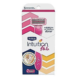 Schick Intuition f.a.b. Razor, Effortless Shaving for Women, 1 Handle and 2 Razor Blade Refills