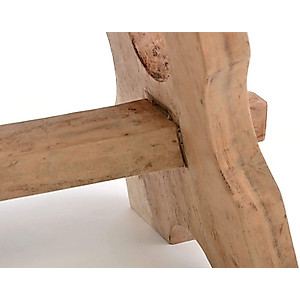 RUN.SE Solid Wood Shower Bench 19" Bathroom Stool Footrest for Bathroom Kitchen Living Room Bedroom Entryway, Fully Assembled (Suar Wood)