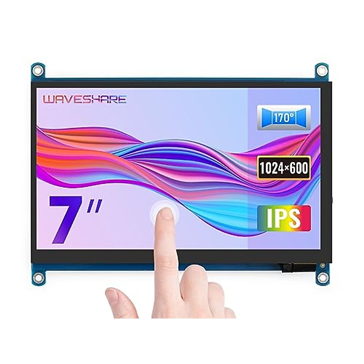 Waveshare 7inch Capacitive Touch Screen LCD Compatible with Raspberry Pi 5/4B/3B+/3A+/2B/B+/A+/Zero/Zero W/WH/Zero 2W CM3+/4 Series Boards 1024×600 Resolution HDMI IPS Supports Windows