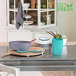 GET FRESH Bamboo Kids Cups Set – 4-pack Reusable Bamboo Cups for Toddlers and Adults – Colorful Bamboo Fiber Drinking Cups for Children – Bamboo Kids Dinnerware Set for Everyday Use