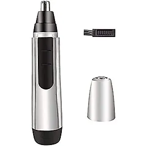 QINERSAW Nose Trimmer, Ear Hair Trimmer for Men, Portable Painless Electric Nose Hair Remover, Mens Nose Hair Trimmer, Waterproof, Battery Operated (Silver)