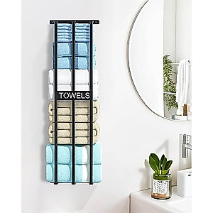 Towel Racks for Bathroom Wall Mounted, 3 Bar Towel Storage for Small Bathroom, 31.5in Bath Towel Holder for Rolled Towels, Metal Towel Organizer for Folded Large Towel Washcloths, Black