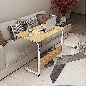 GRALES Portable Mobile Laptop Computer Desk Mobile Side Table,Adjustable Movable W/Tablet Slot Wheels,Portable Laptop Stand Foldable Computer Desk