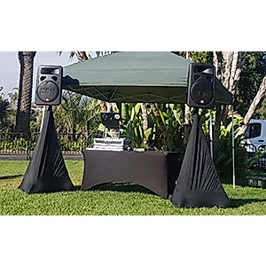 Premium Collection 6ft Tablecloth Rectangular Spandex Linen - Black Table Cloth Fitted Cover for 6 Foot Folding Table, Wedding Linens Banquet Cloths Rectangle Covers (2 Pack)