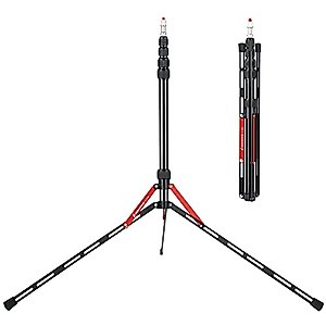 BESNFOTO Photography Travel Light Stand Tripod Portable Aluminum Lightweight 220cm/ 7ft Photo Studio Tripod for Strobe Reflector Samll Softbox Video Shooting Background Light with Carrying Bag