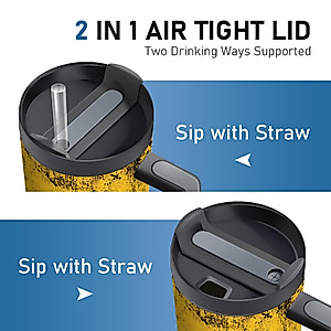 Equoza CAT 40oz Tumbler with Handle Lid and Straw Funny Tumbler For Men Dad Classic Creative Gift Double Wall Vacuun Stainless Steel Travel Mug Insulated Cup (CAT 1R-1807)