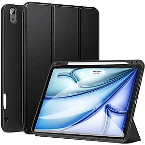 ZtotopCases for iPad Air 6th Generation 11 Inch Case M2 2024 & iPad Air 5th/4th Gen 10.9 Inch 2022/2020 & iPad Pro 11" 2018 1st with Pencil Holder, Soft TPU Back Slim Trifold Smart Cover, Black