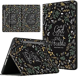 EDGFRTOIO for Galaxy Tab S8 2022 Case/Galaxy Tab S7 Tablet Case 2020 11", Slim Folio Stand Multi-Angle Auto Sleep/Wake Leather Cover for Samsung Galaxy Tab S8 11 Inch, Bible Quote Matthew 19:26