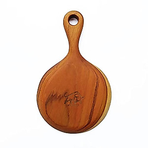 KOUPREY Vintage Natural Teak Boki Wooden Spoon Plate with Handle Korean Style Eating Party Appetizer Dinnerware Utensils Brown Eco Friendly Safe Serving Dish Tableware, 5.5 x 8.66 in.