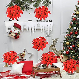 WISTART 30Pcs Christmas Artificial Poinsettia Flowers